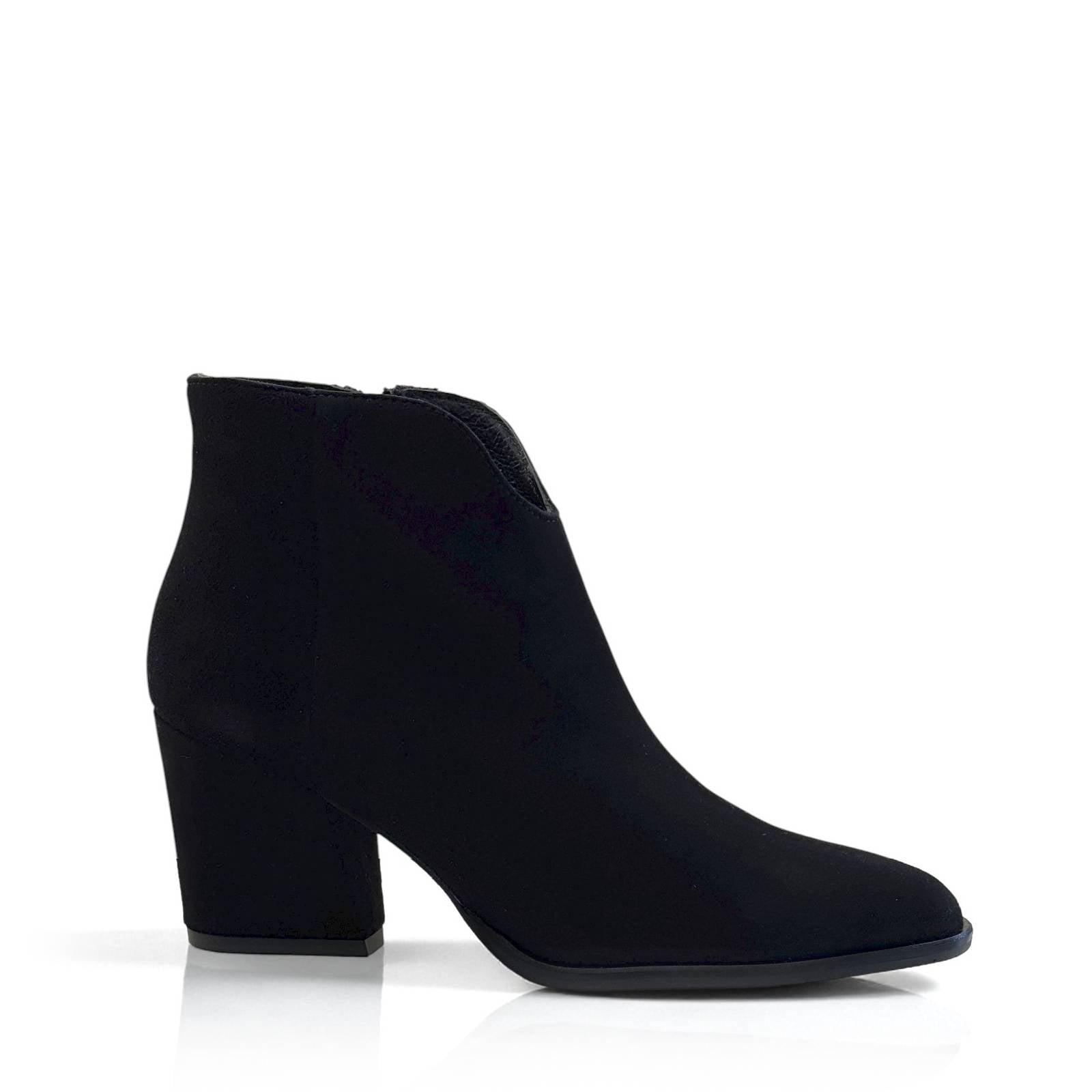 Stivaletto camperos donna in pelle nero con tacco 7 cm ...