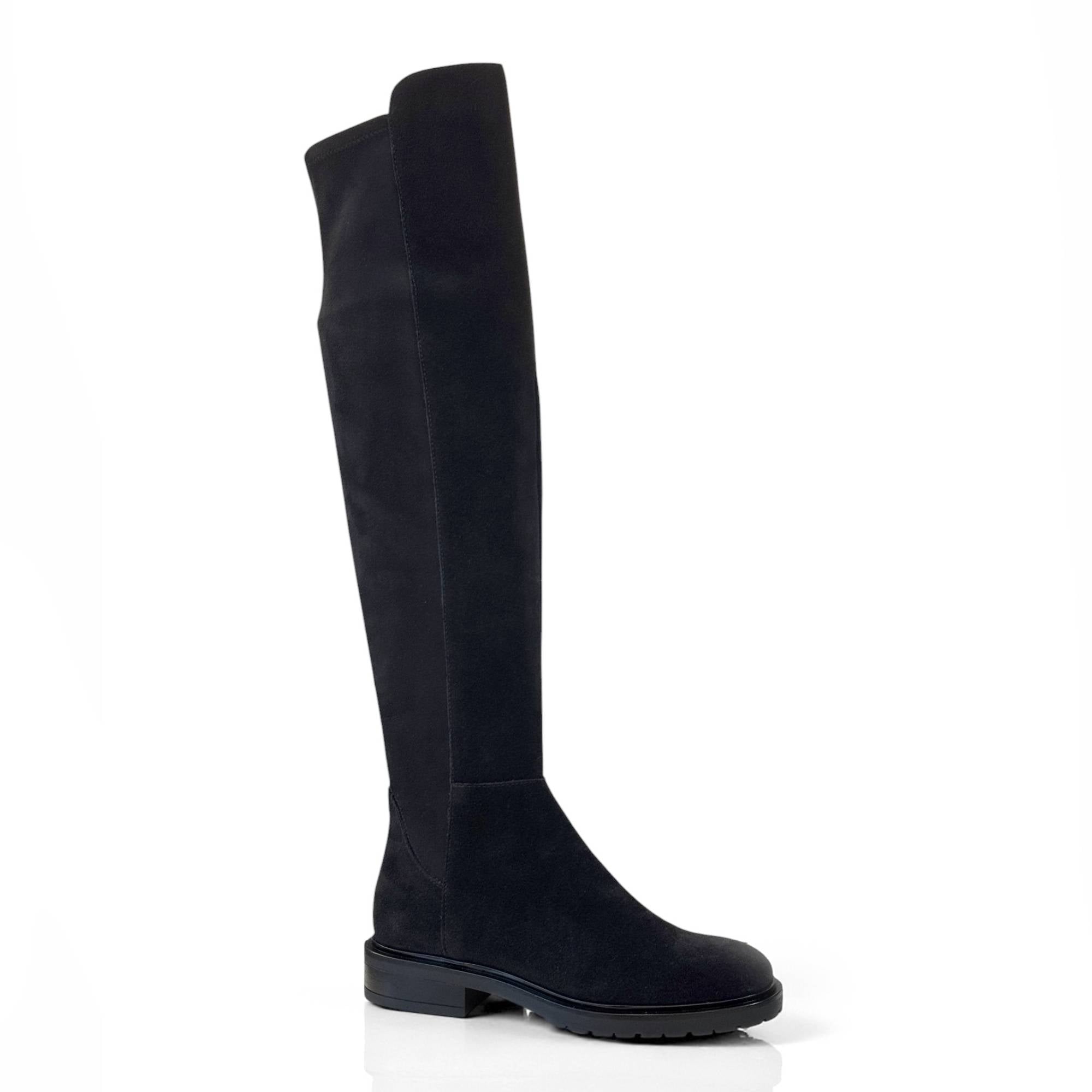 Bottes cuissardes en daim noir imperméable pour femmes | Pepperina ...
